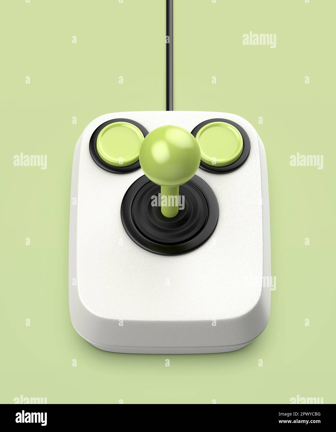 White vintage computer joystick on green background Stock Photo - Alamy