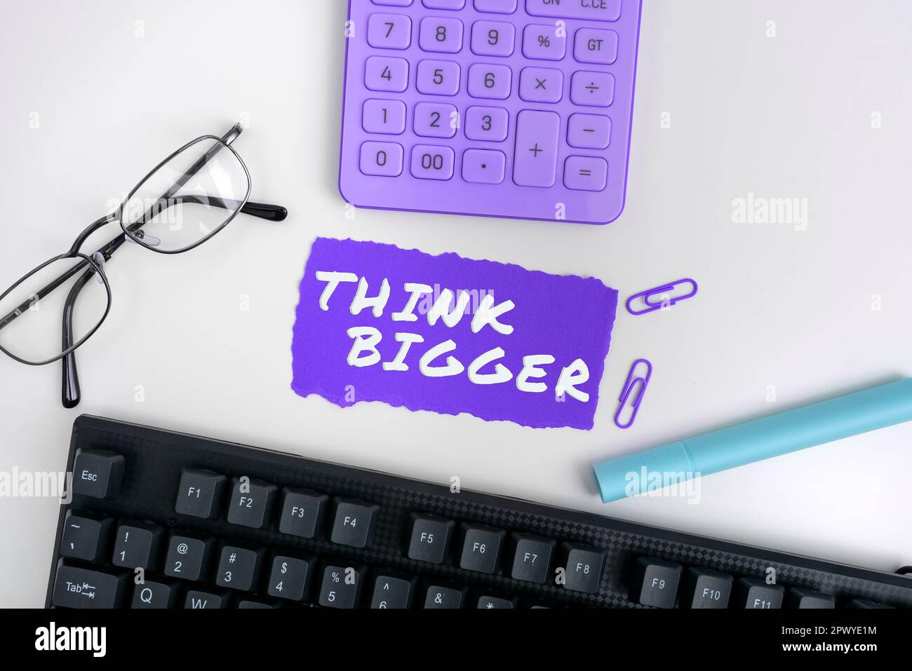 Sign displaying Think Bigger, Concept meaning being able to dream and ...