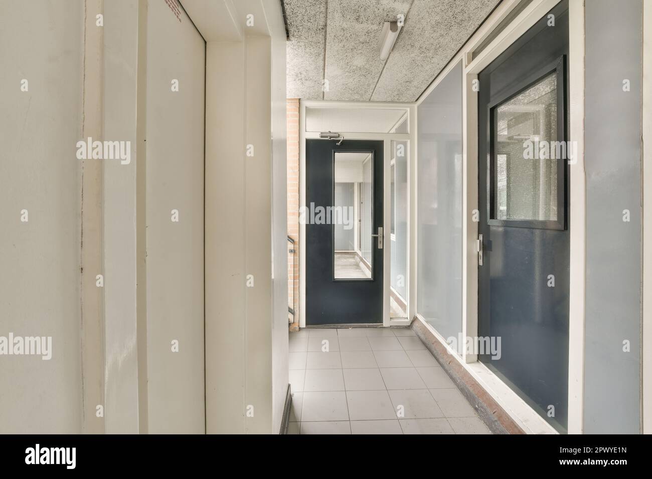 an empty hallway with no people on the other side, but there is only ...