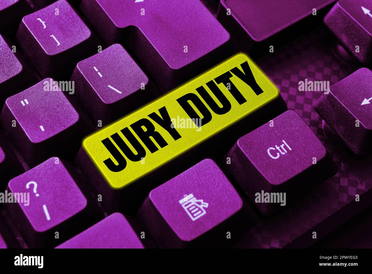 Text caption presenting Jury Duty, Conceptual photo obligation or a ...