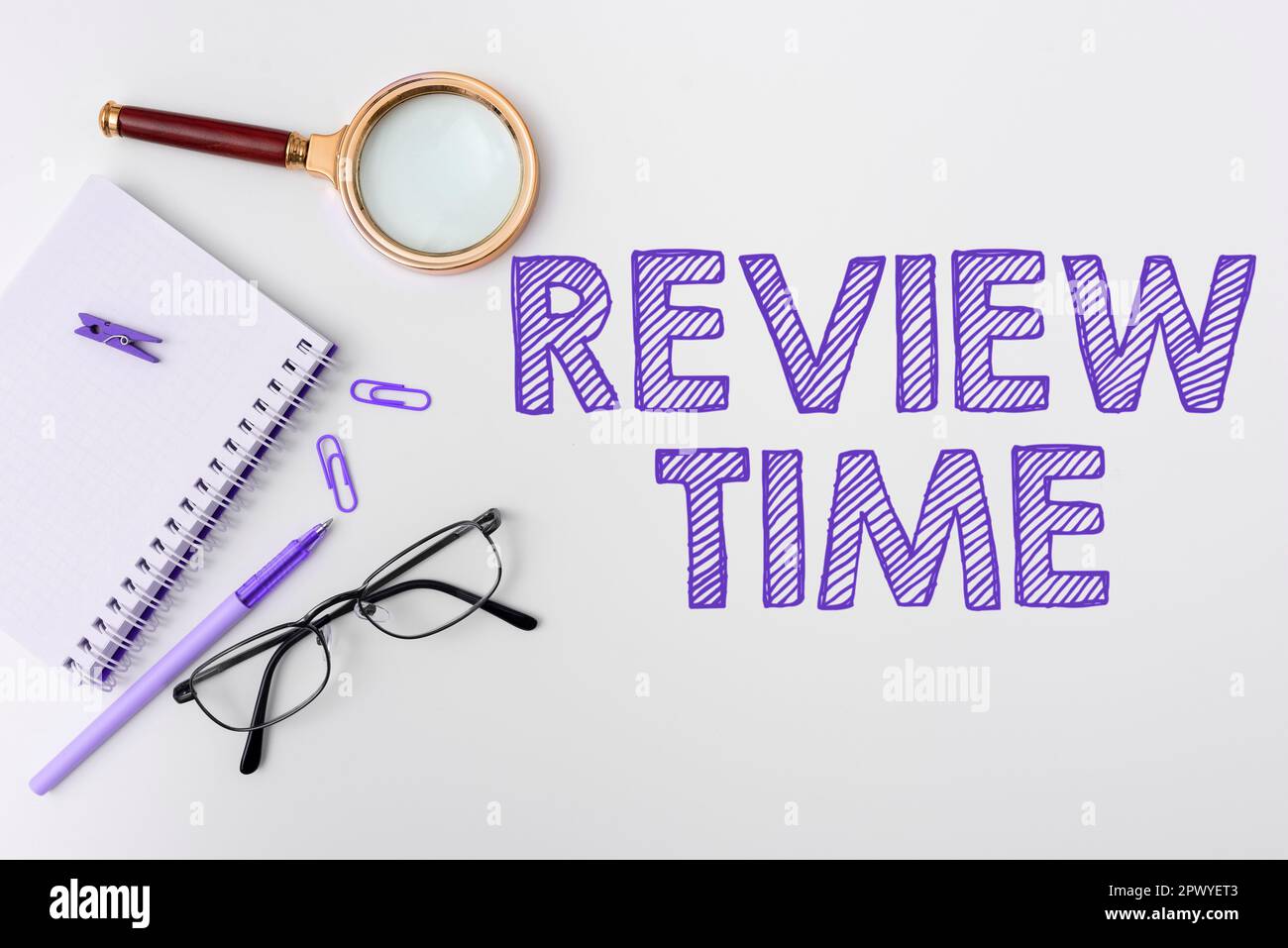 Hand writing sign Review Time, Business overview situation or system ...