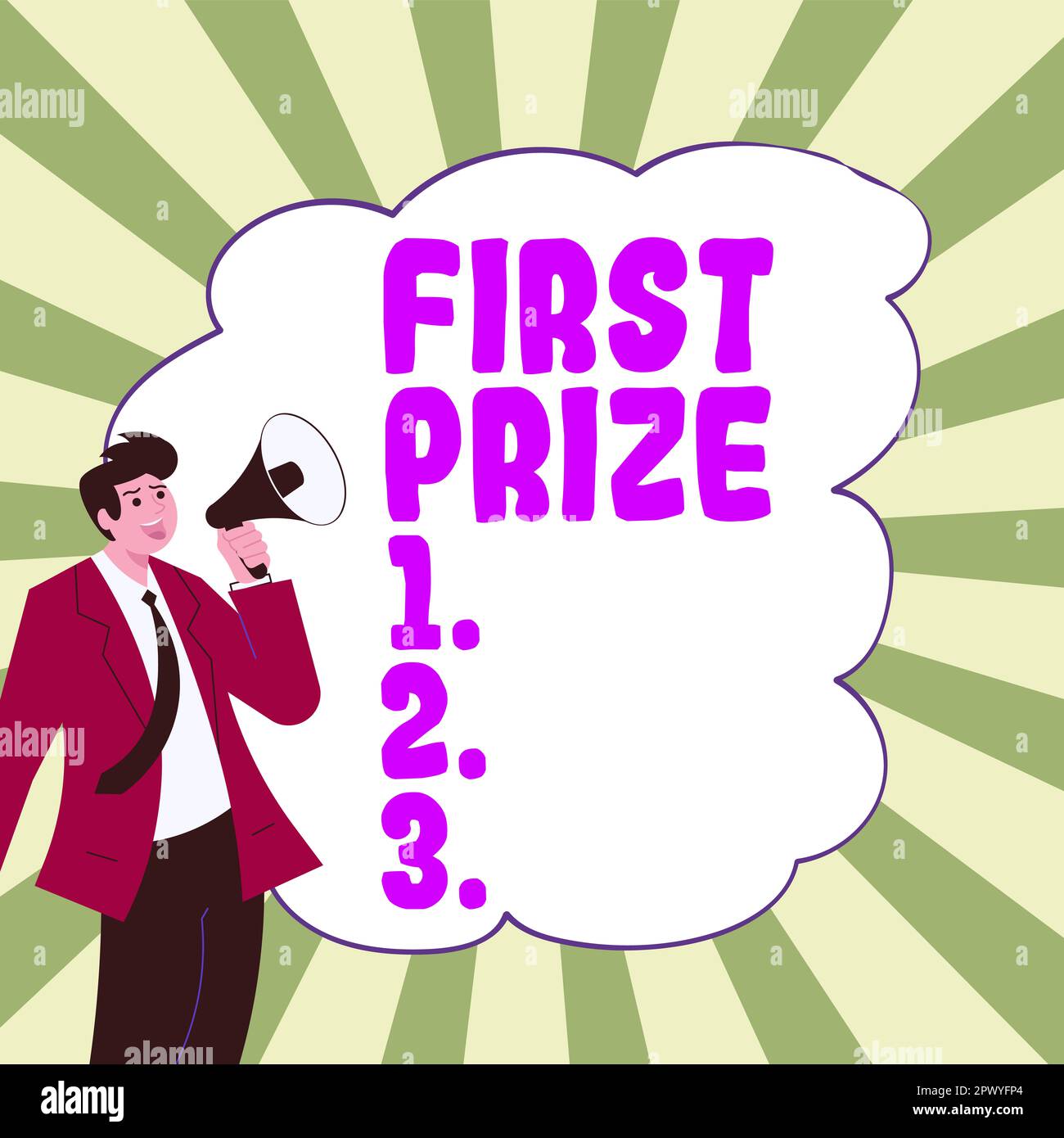 Sign displaying First Prize, Word Written on the most desirable or ...