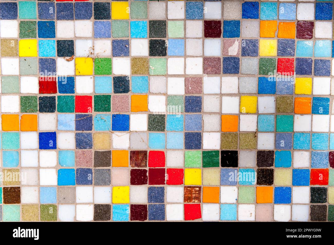 Close up of wall tiled with many, small and colorful tiles Stock Photo ...