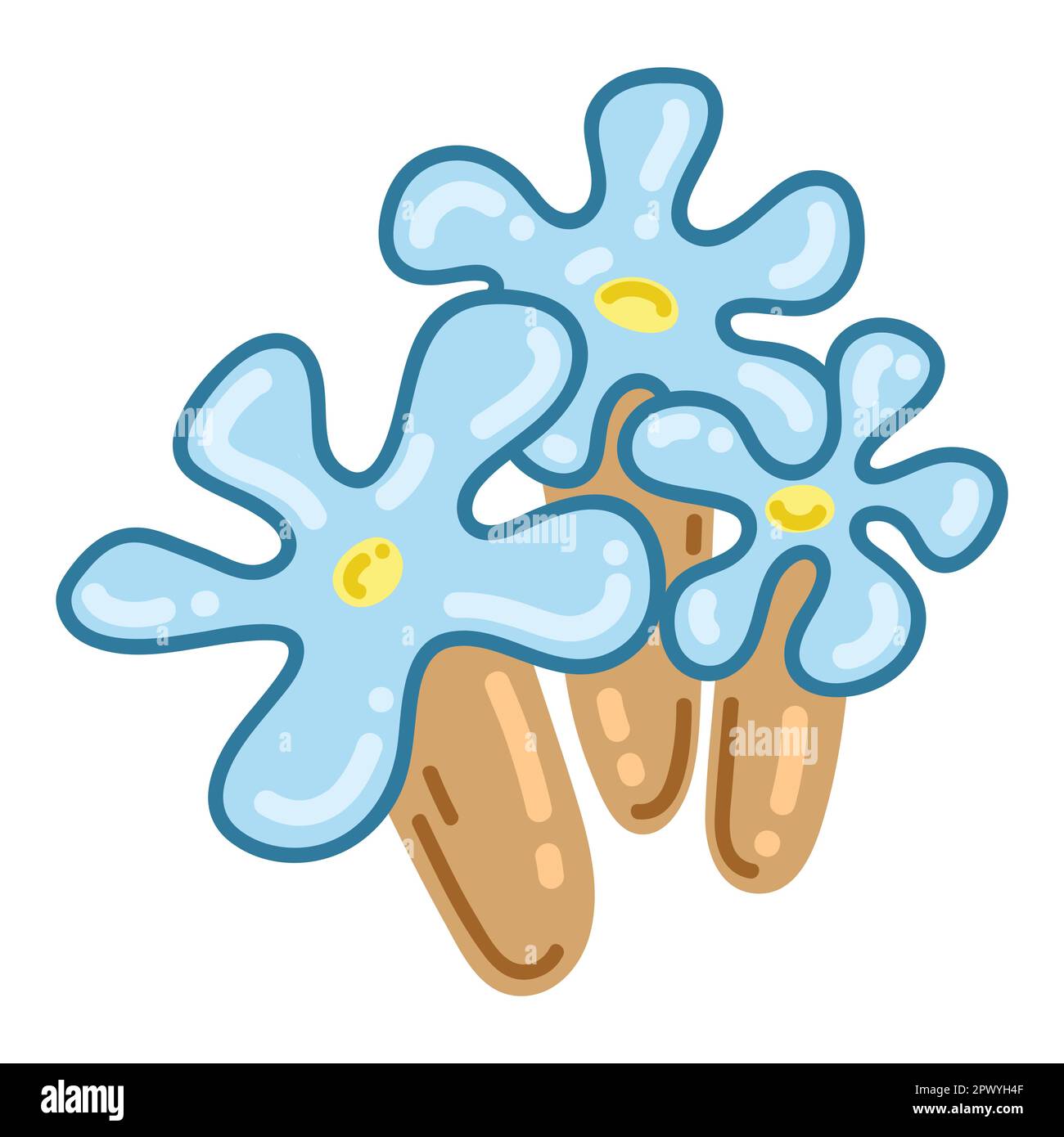 marine blue flowers with actin and corals. Cartoon Stock Vector Image ...