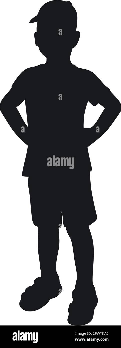 Abstract boy stands black silhouette Stock Vector Image & Art - Alamy