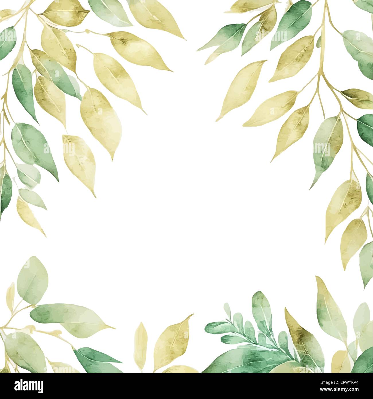 Watercolor square frame green Stock Vector Images - Alamy