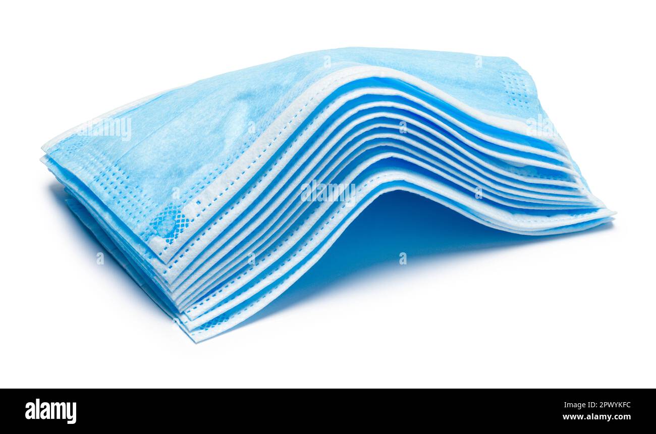 Pile of Blue Masks Cut Out on White Stock Photo - Alamy