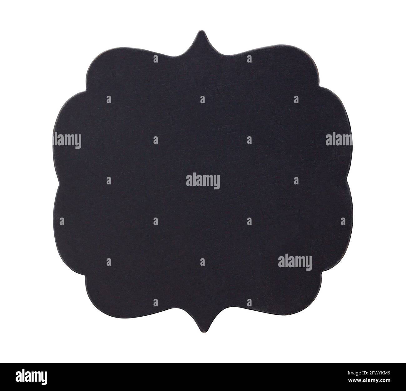 Small Black Ornate Chalkboard Sign Cut Out on White Stock Photo - Alamy