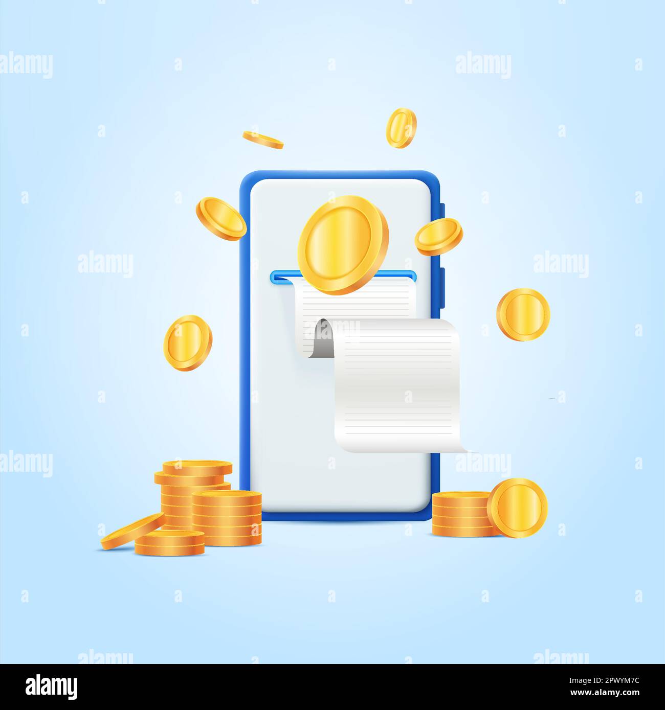 Paper financial bill of transaction receipt payment concept. Digital ...