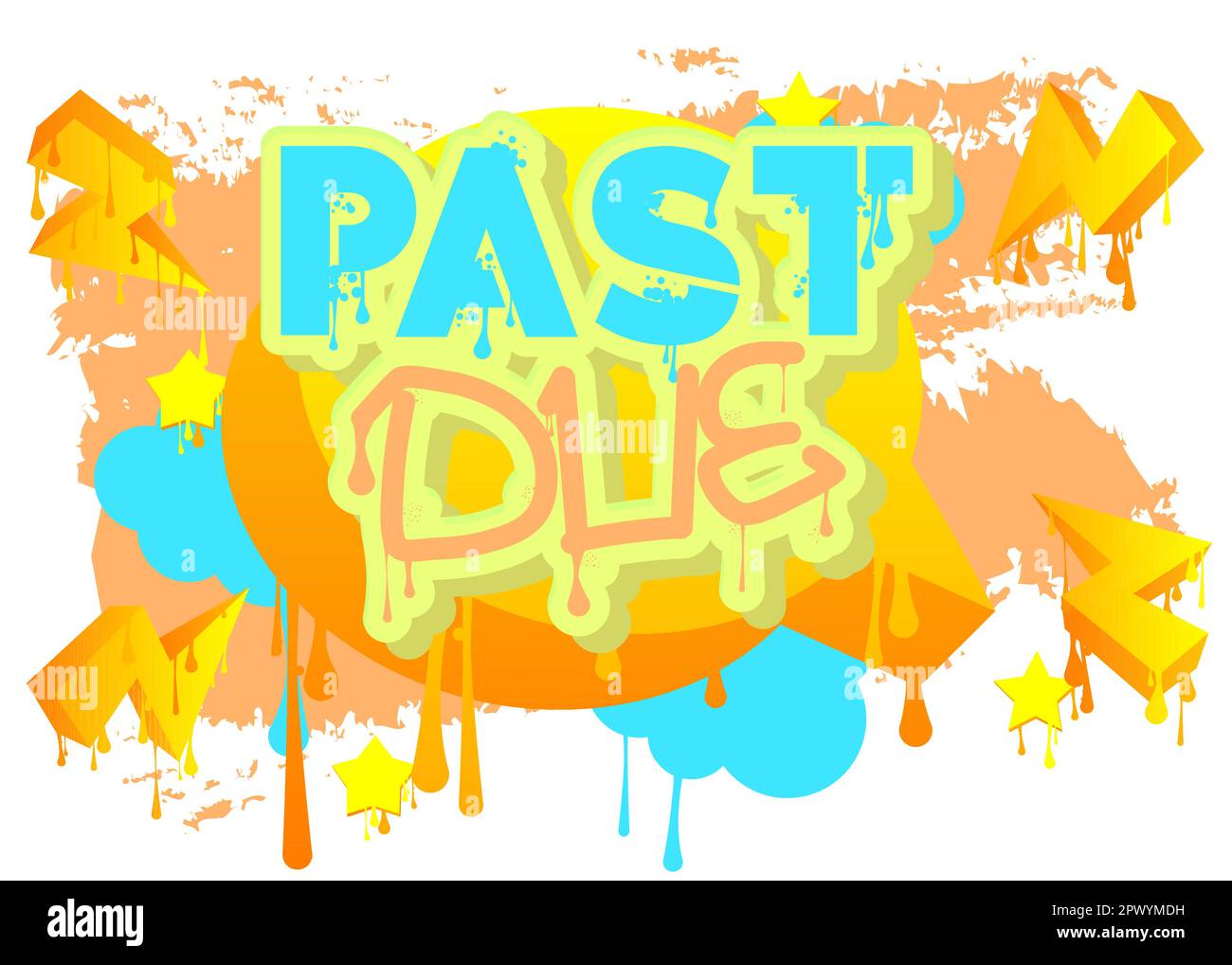 Past Due. Graffiti tag. Abstract modern street art decoration performed ...