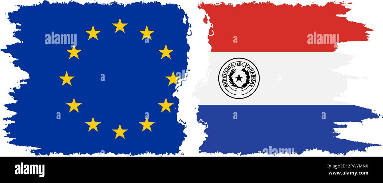 Paraguay and European Union grunge flags connection, vector Stock ...