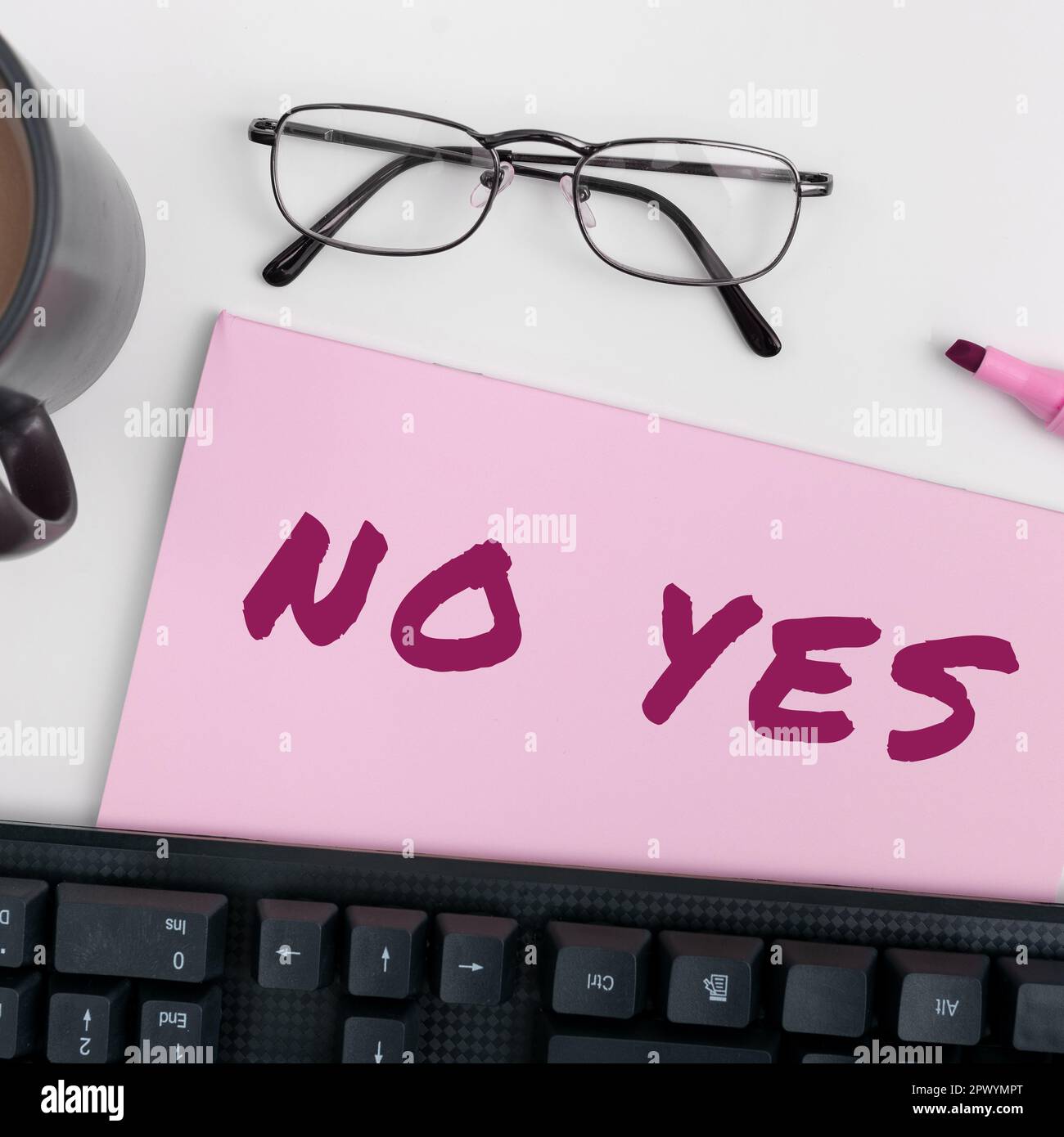 Hand writing sign No Yes, Conceptual photo Answering question using ...