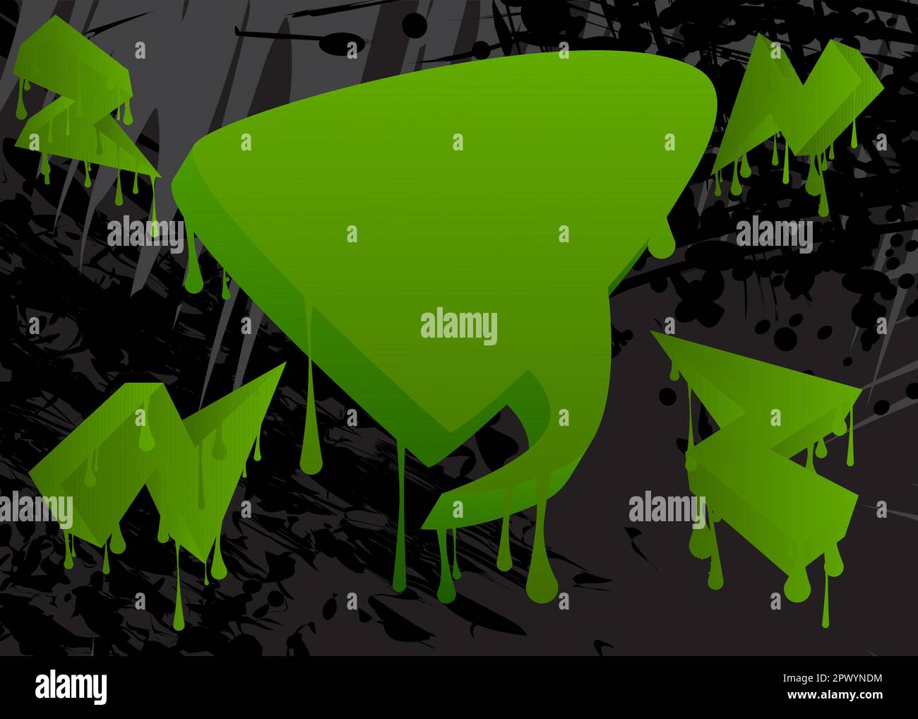 Green graffiti speech bubble on black background. Abstract modern ...