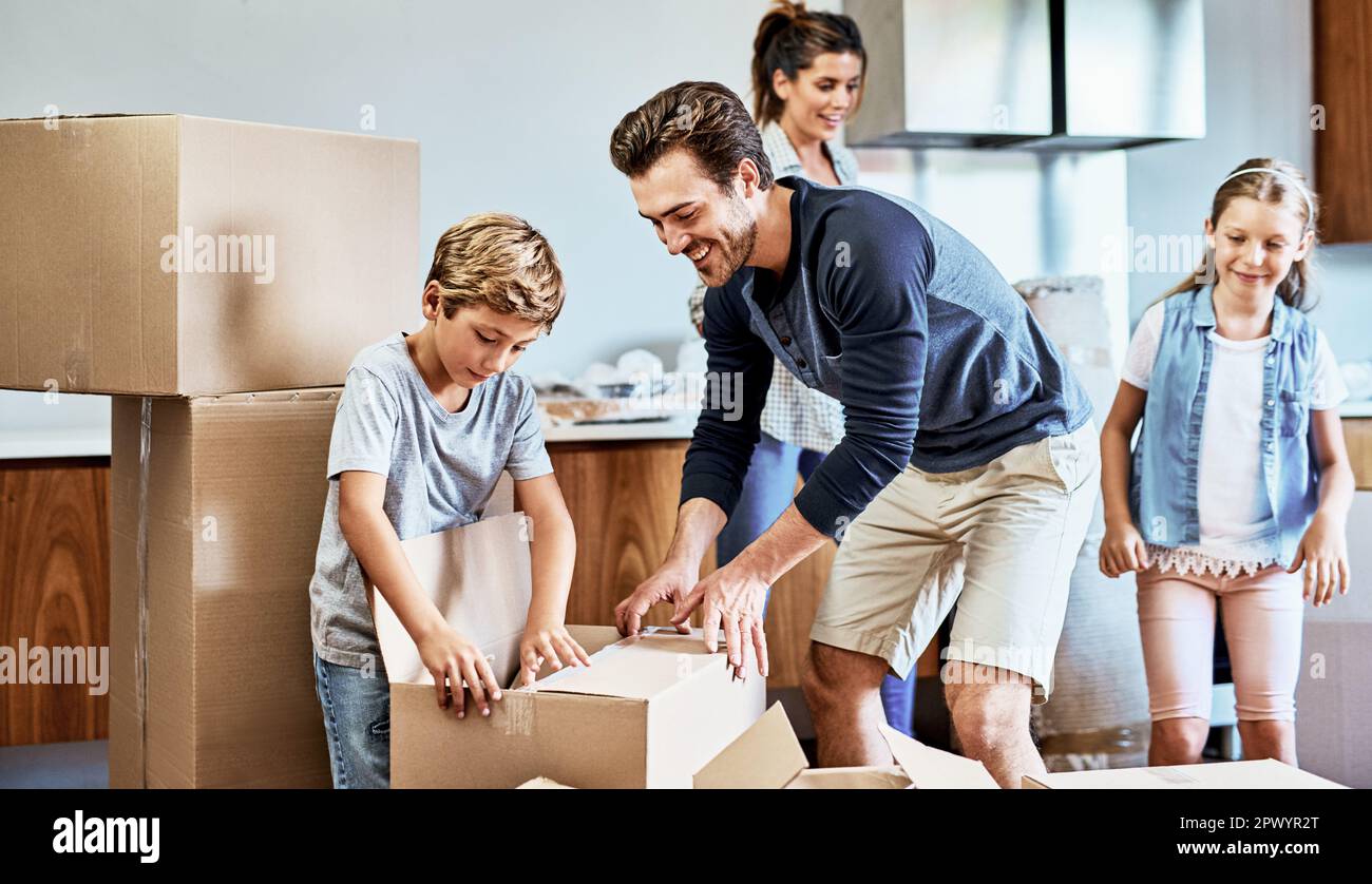 And they lived happily ever after. a cheerful young family of four ...