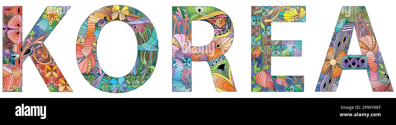 Vector word KOREA. Hand-painted art design. Illustration for t -shirt ...
