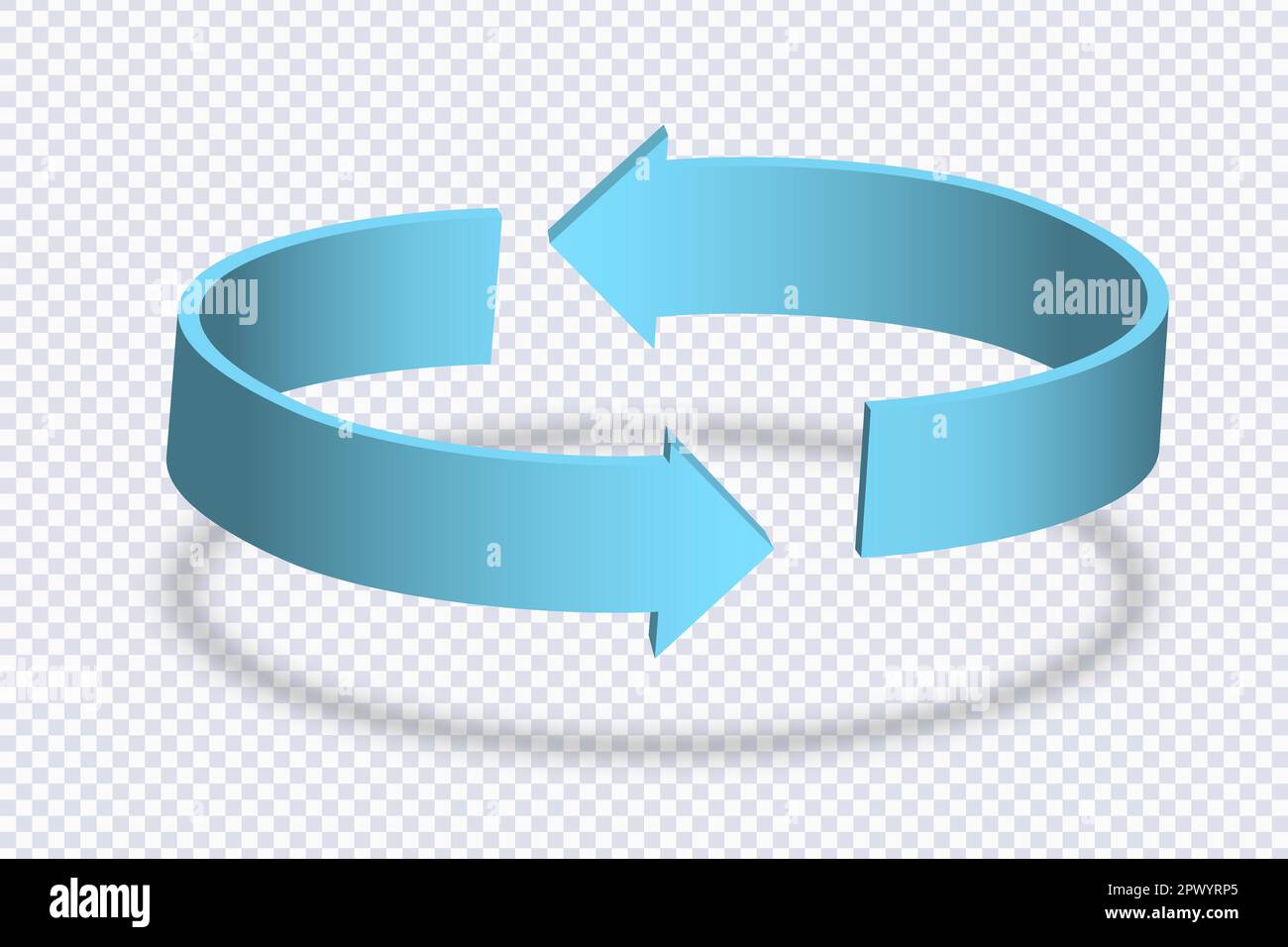 Two blue arrows circle. Recycle symbol or sign of arrow refresh, reload, rotation, packaging ...