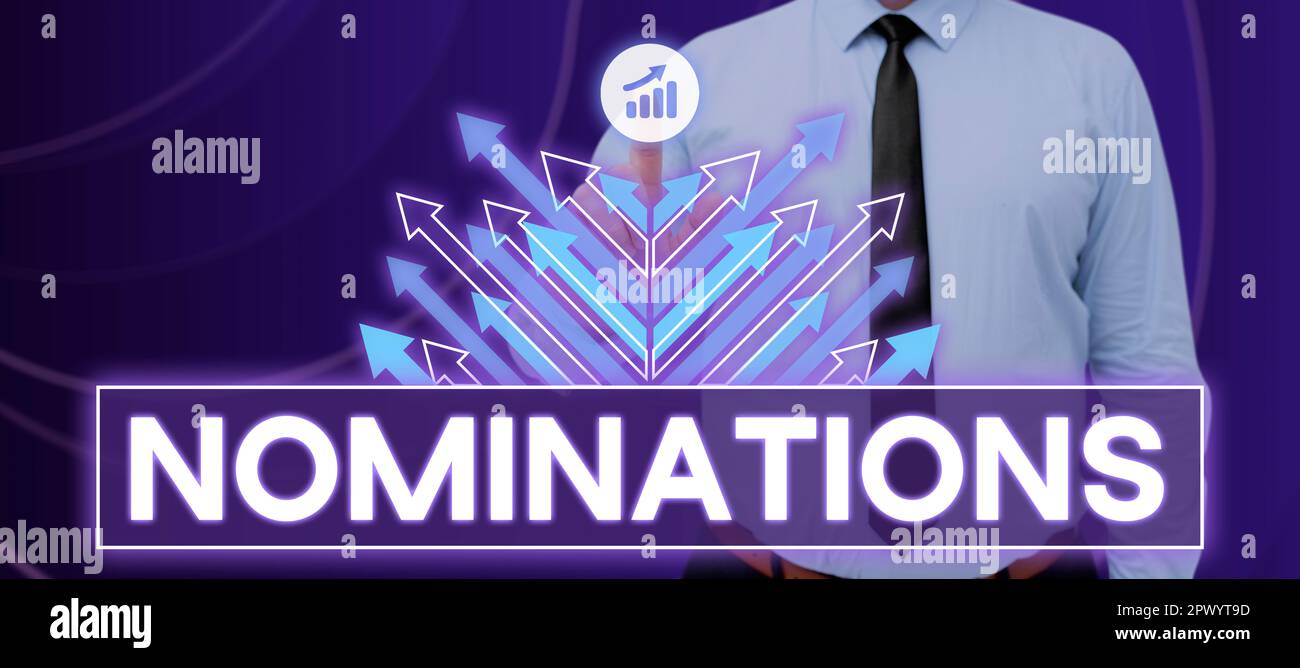 Hand writing sign Nominations, Business showcase the act of officially ...