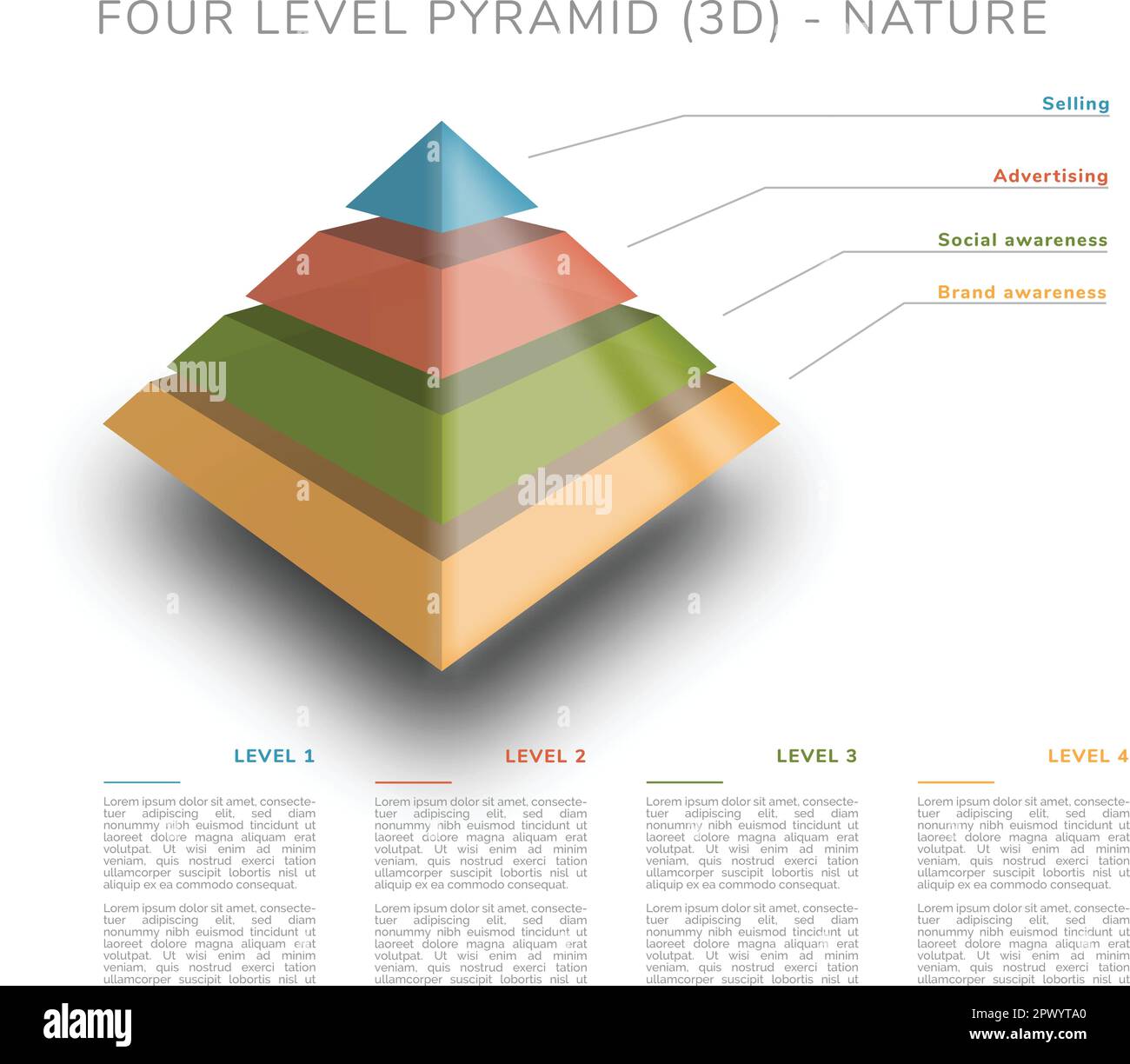 Four level pyramid (3D) - nature colors Stock Vector Image & Art - Alamy