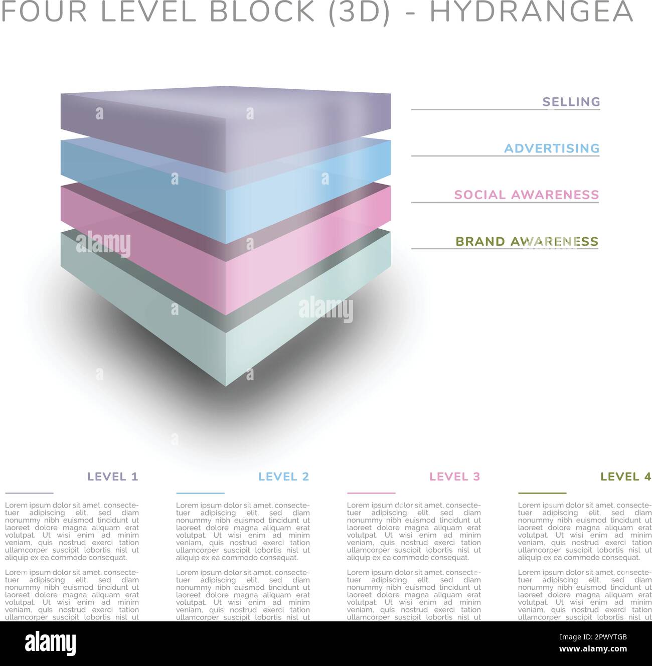 Four level block (3D) - hydrangea colors Stock Vector Image & Art - Alamy