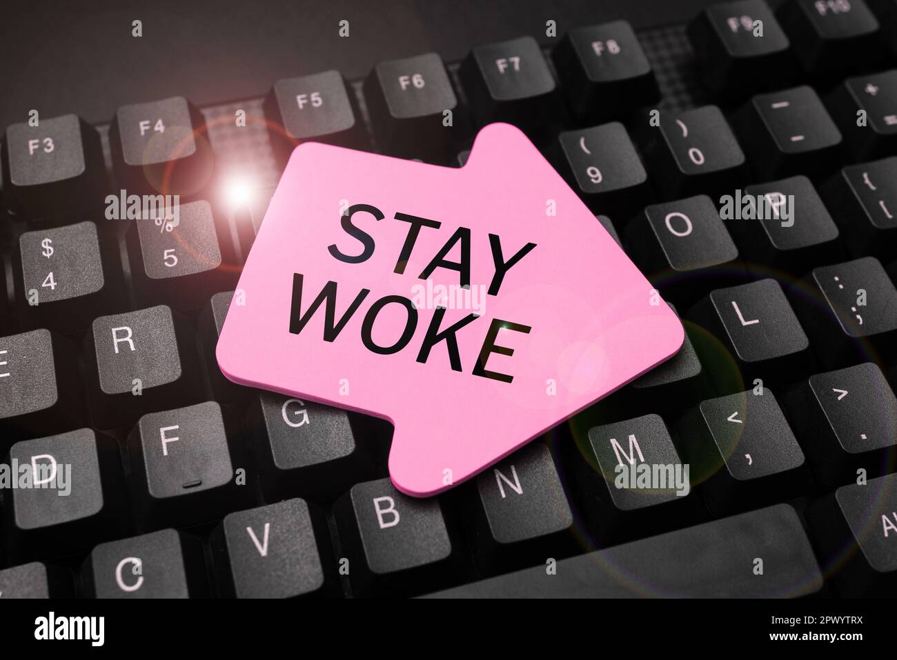 Hand writing sign Stay Woke, Internet Concept being aware of your ...