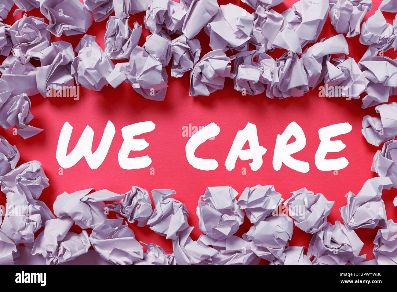 Conceptual caption We Care, Business approach Support you Give help ...
