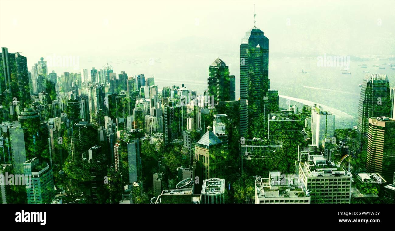 Architecture, landscape and environment with green city for ...