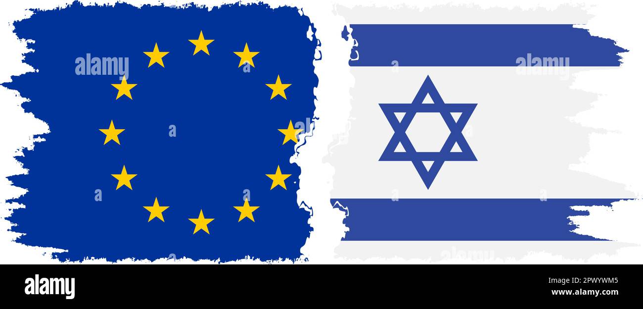 Israel and European Union grunge flags connection, vector Stock Vector ...