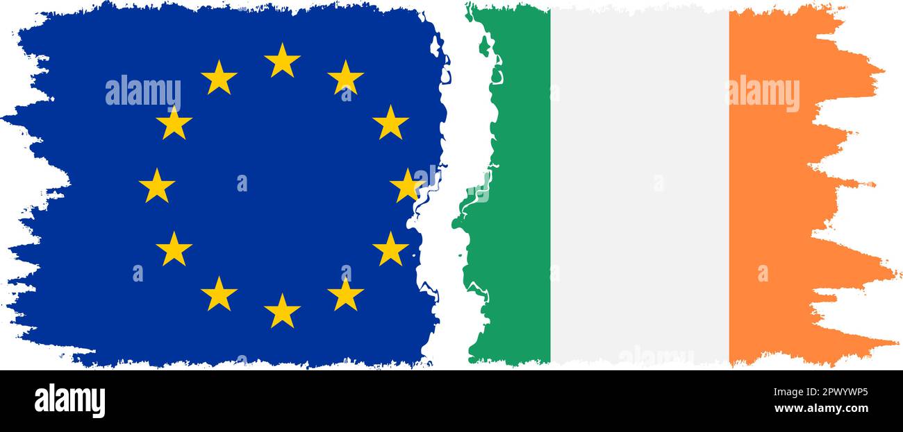 Ireland and European Union grunge flags connection, vector Stock Vector ...