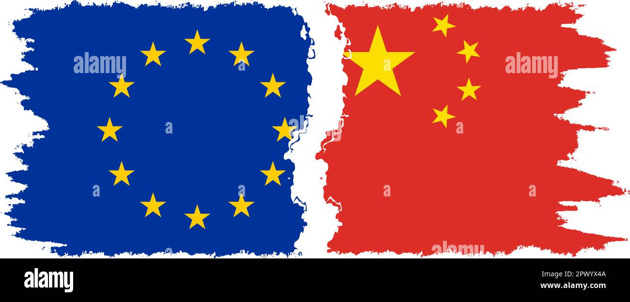 China and European Union grunge flags connection, vector Stock Vector ...