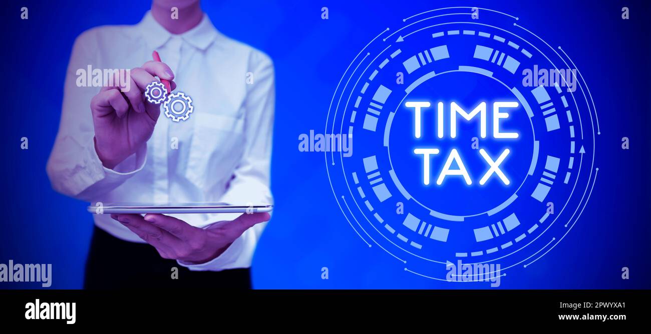 Hand writing sign Time Tax, Business concept when individual taxpayers ...
