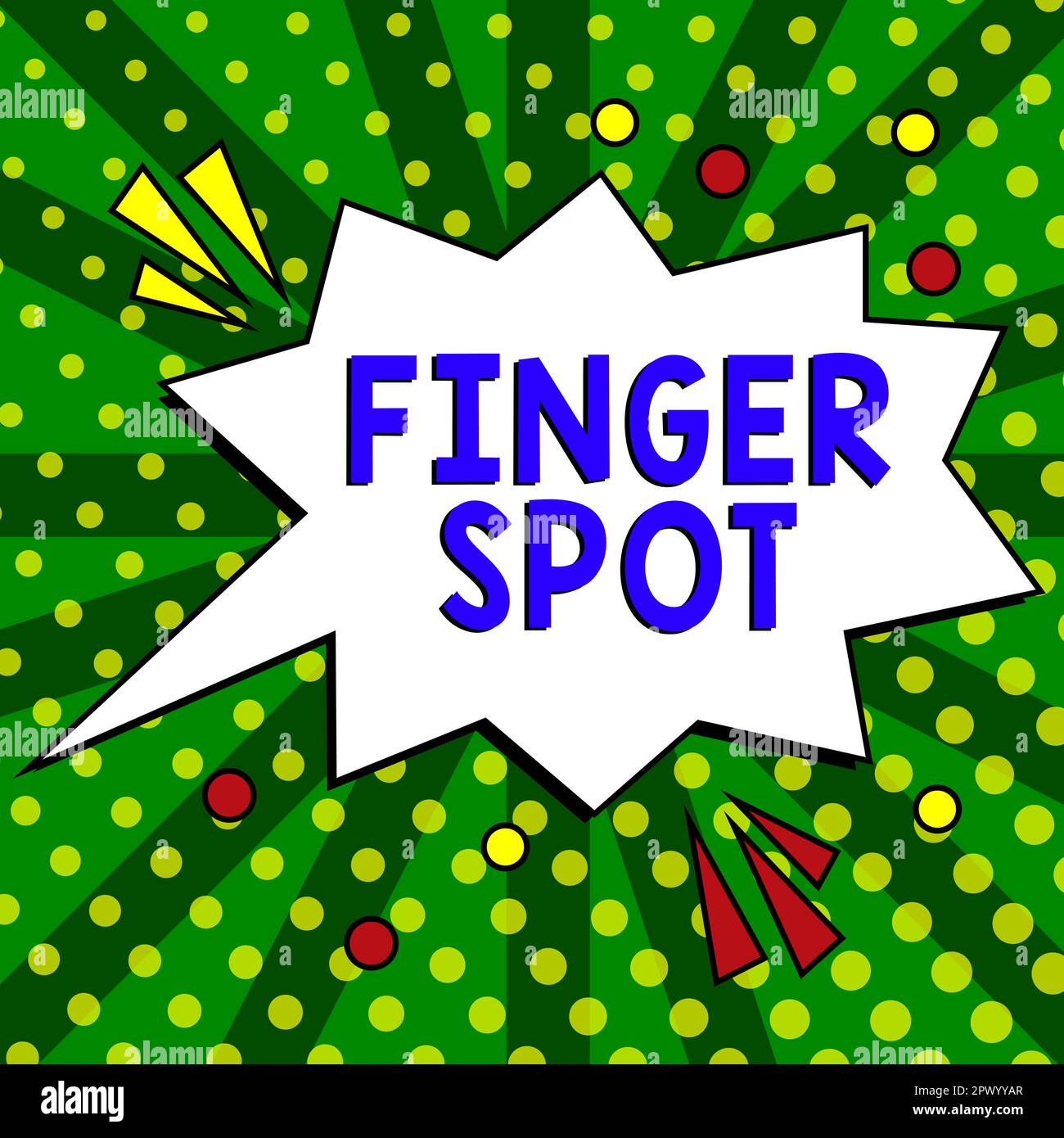 Text caption presenting Finger Spot, Word Written on Small fluid-filled ...