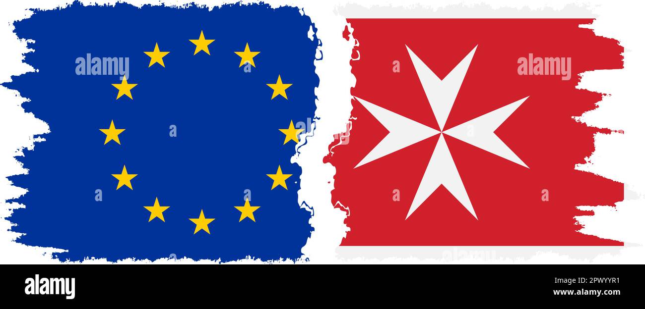 Malta and European Union grunge flags connection, vector Stock Vector ...
