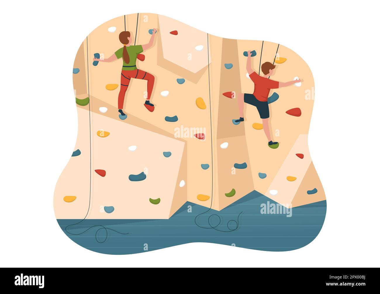 Cliff Climbing Illustration with Climber Climb Rock Wall or Mountain ...