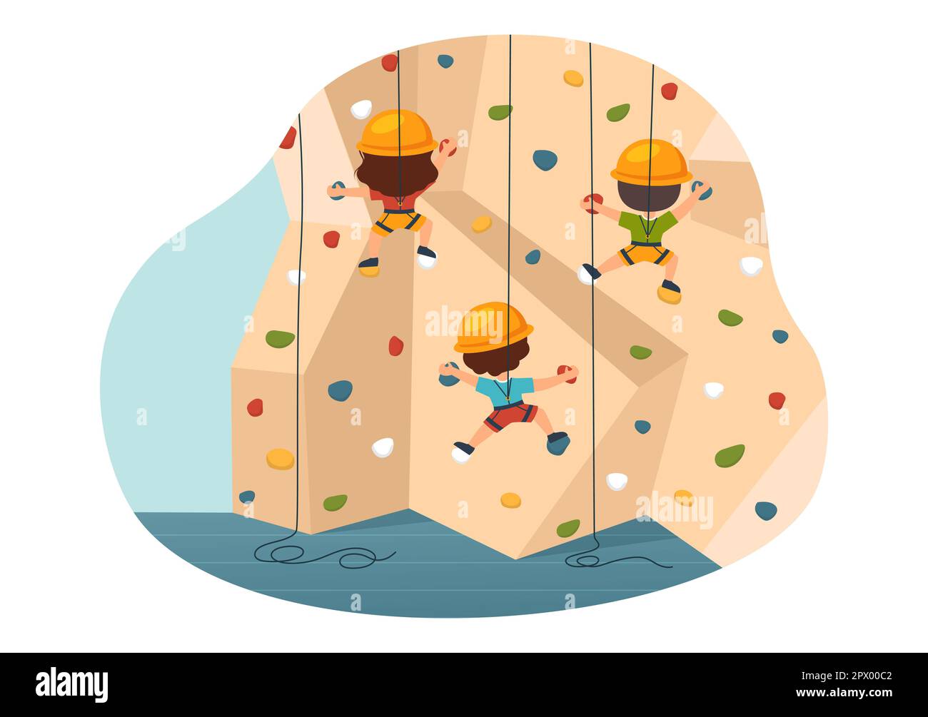 Cliff Climbing Illustration with Kids Climber Climb Rock Wall or ...