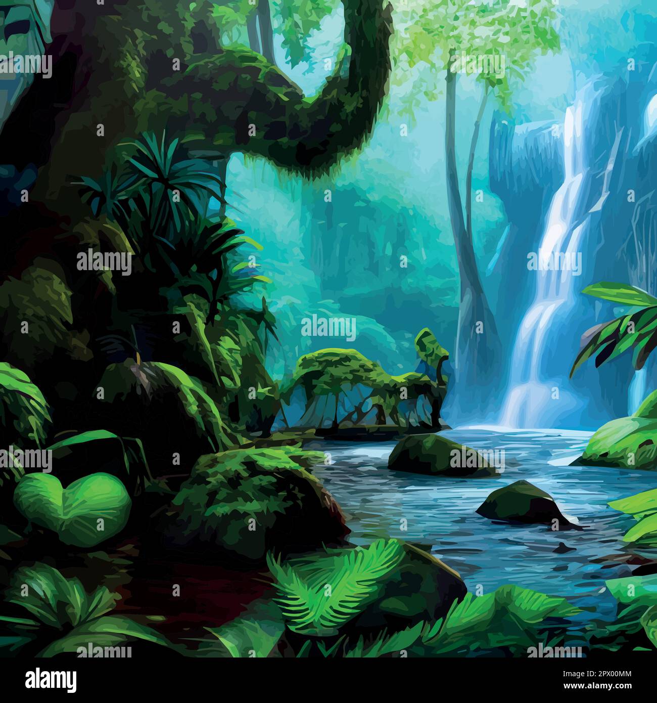 Beautiful waterfall in deep rainforest, like heaven. Jungle with wildlife waterfall, landscape ...