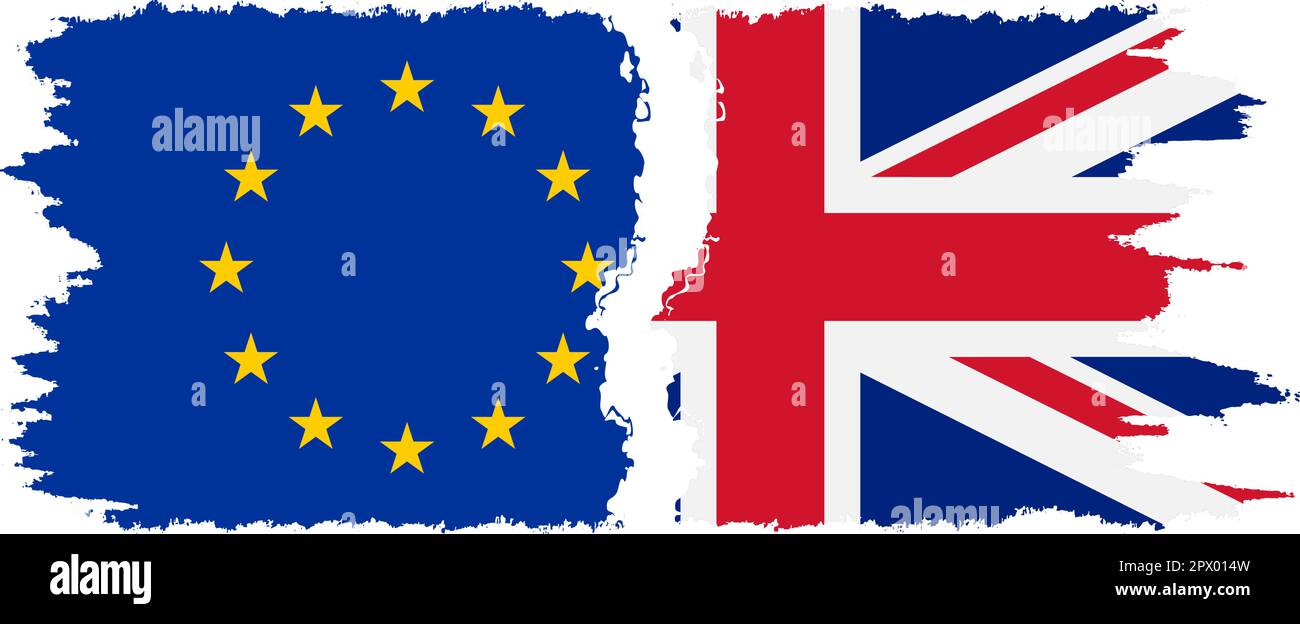 UK and European Union grunge flags connection, vector Stock Vector ...