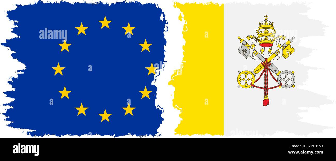 Vatican and European Union grunge flags connection, vector Stock Vector ...