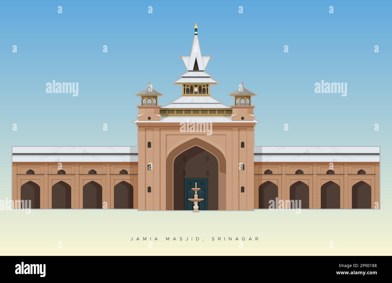 Jamia Masjid, Mosque - Srinagar, Jammu & Kashmir - Icon Illustration as EPS 10 File Stock Vector ...