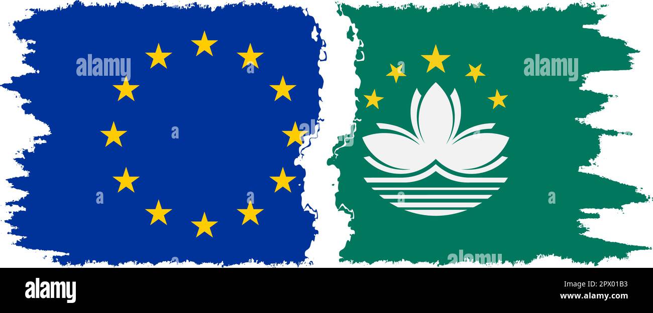 Macau and European Union grunge flags connection, vector Stock Vector ...