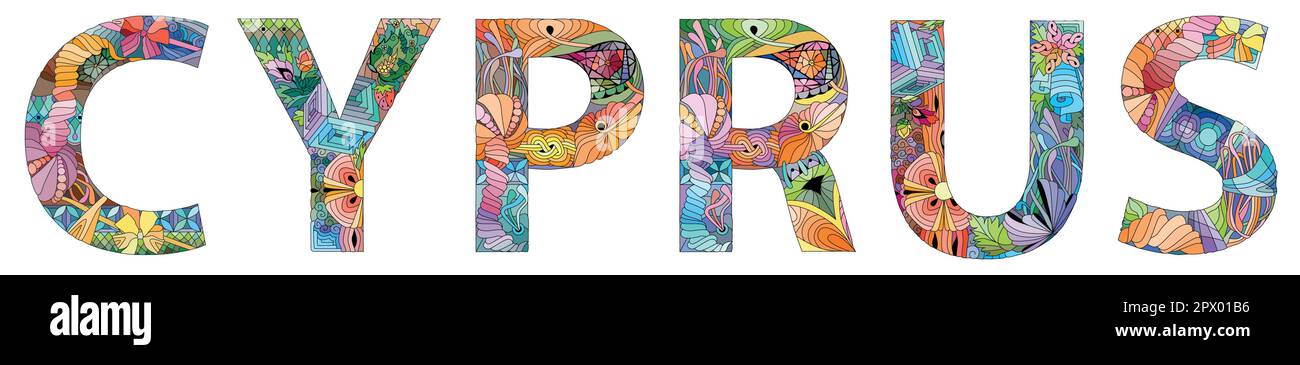 Vector word Cyprus. Hand-painted art design. Illustration for t -shirt ...