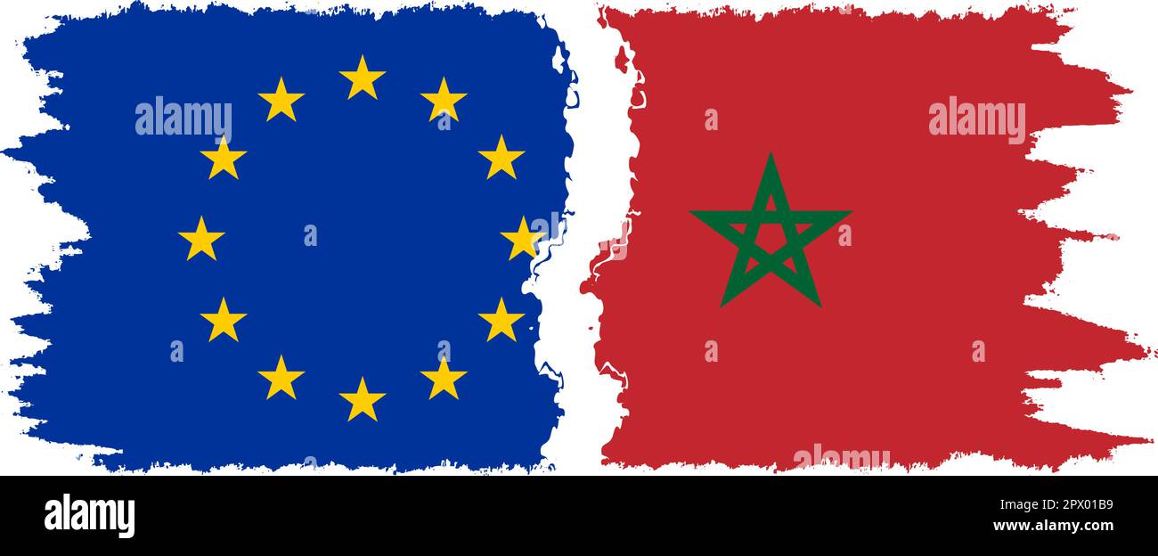 Morocco and European Union grunge flags connection, vector Stock Vector ...