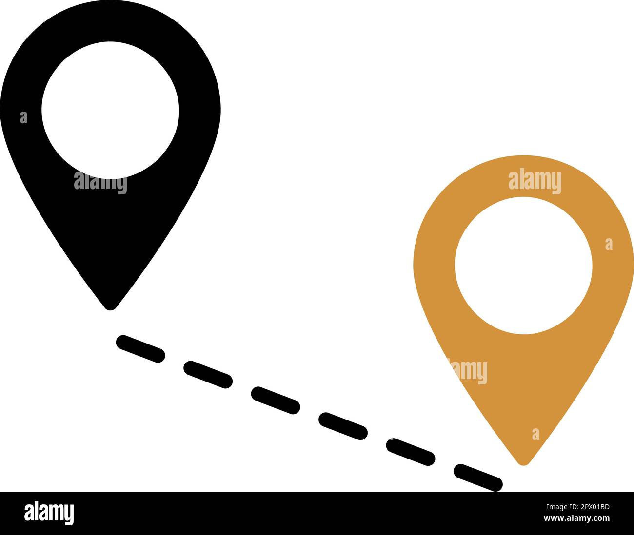Pin icons as a concept for finding a route between locations Stock ...