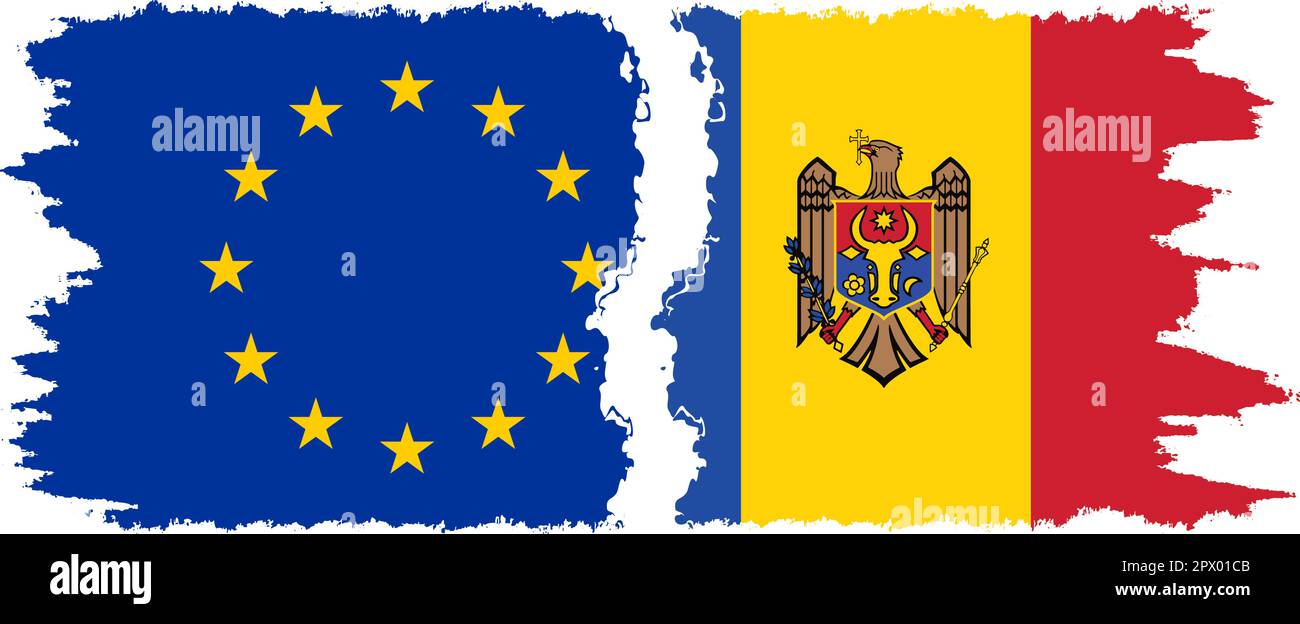 Moldova and European Union grunge flags connection, vector Stock Vector ...