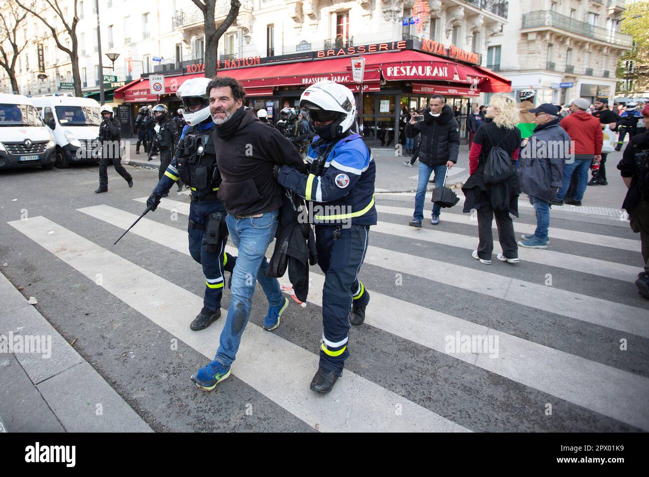 1st May 2023 Demonstrators and French Police clash during the Mayday riots on 1st May 2023 in ...