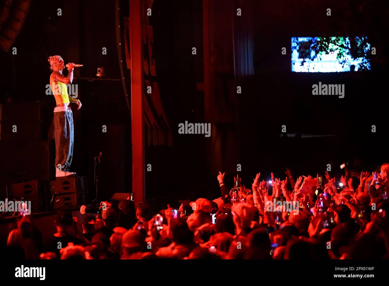 Rapper Machine Gun Kelly performs at the Kelce Jam music festival ...