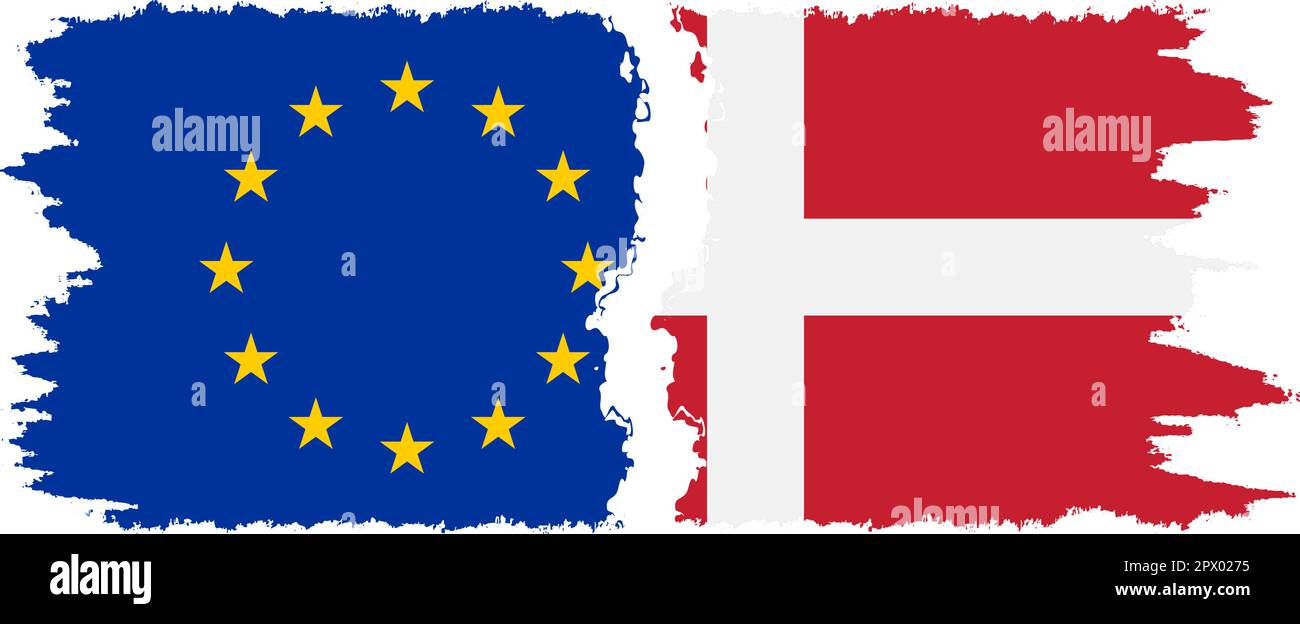 Denmark and European Union grunge flags connection, vector Stock Vector ...