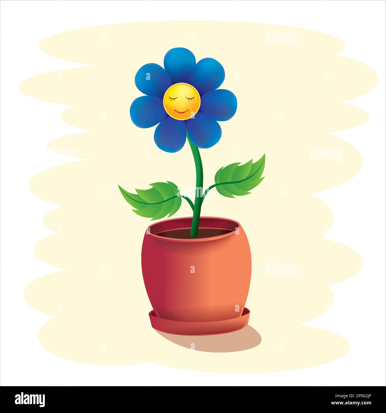 Blue flower with smile in the pot Stock Vector Image & Art - Alamy