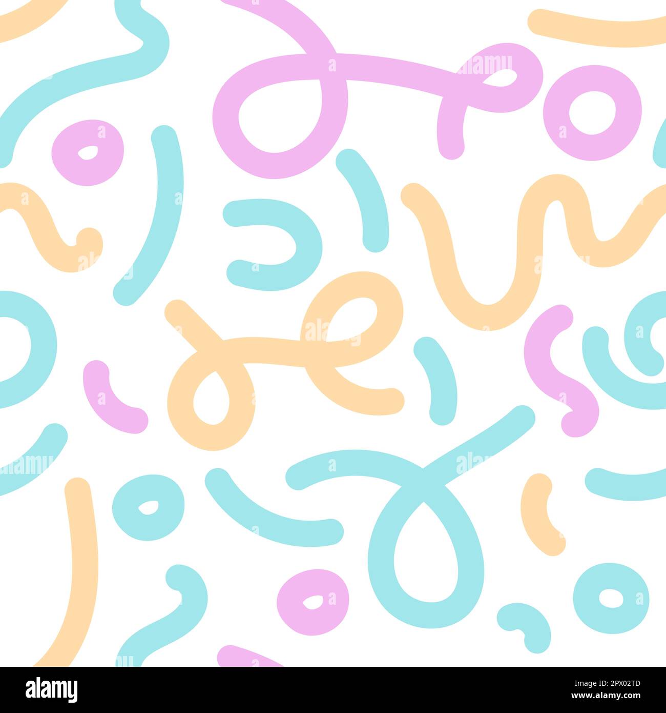 Fun line seamless pattern, doodle trendy background, minimal art ...