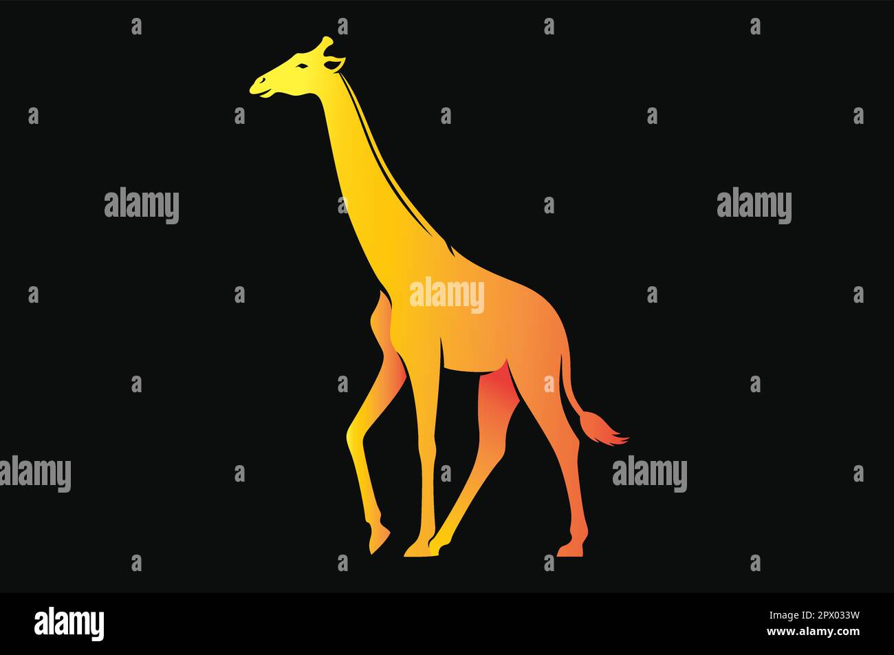 Silhouette of Giraffe Walking Vector Illustration Stock Vector Image ...