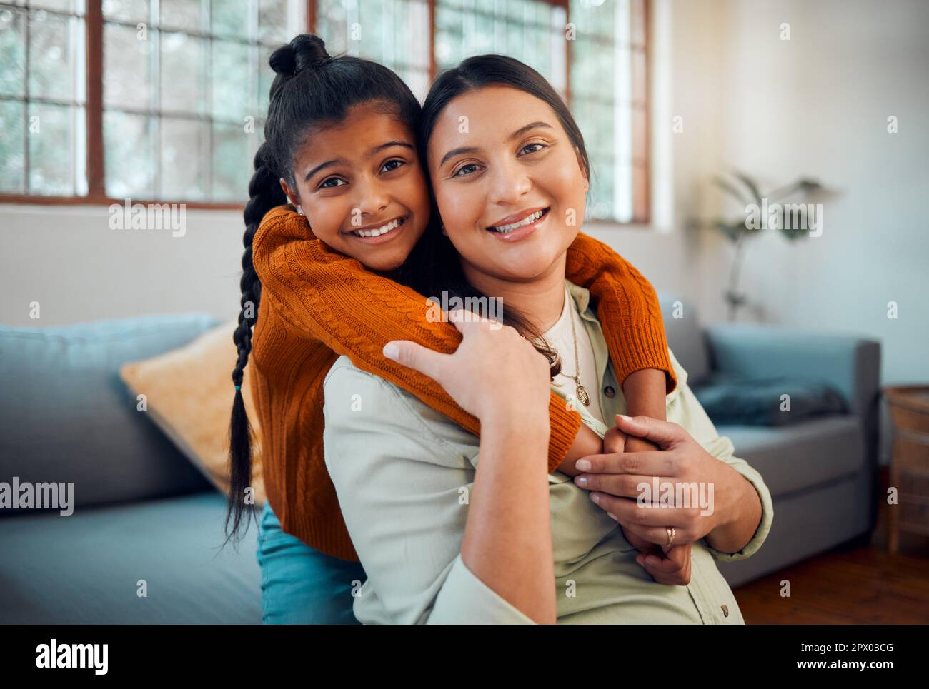 Pregnancy, hug and child with mother, love and peace in the living room ...